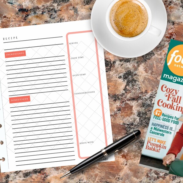 Happy Planner Classic Recipe - Etsy