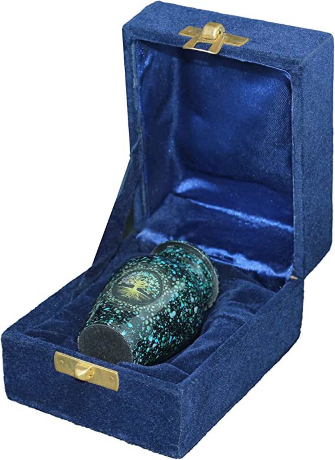 Small Designer Green Tree Urns With a Keepsake Velvet Box for - Etsy