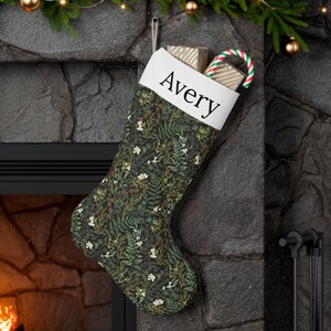 Custom Green Woodland Stocking, Forest Christmas Decor, Vintage ...