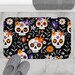 Dark Skull Bath Mat - Mexican Skull Decor, Halloween Bath Mat, Floral ...