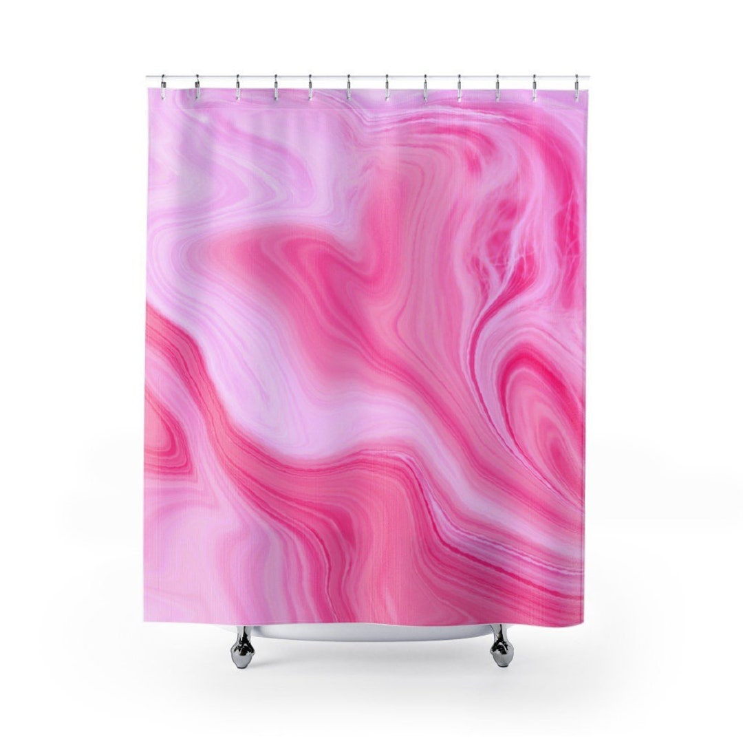 Bubblegum Pink Shower Curtain - Pretty Pink Marble Shower Curtain ...