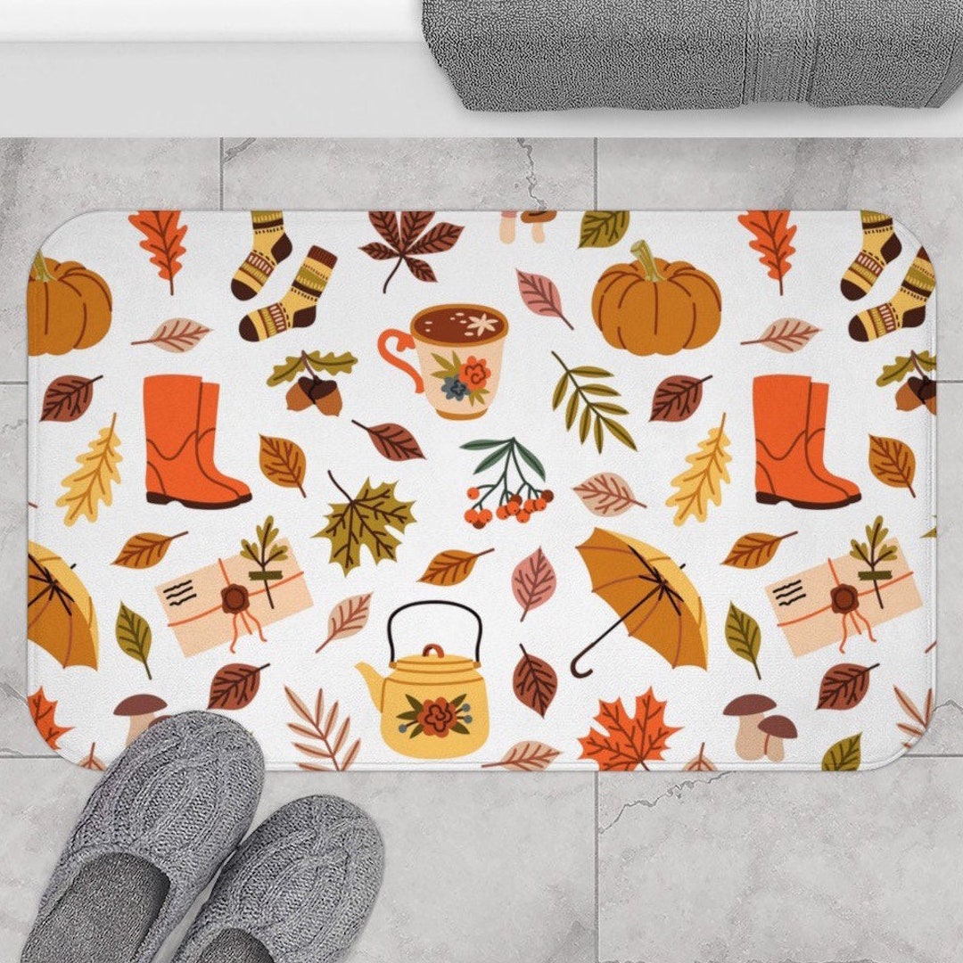 Cute Fall Leaf Bath Mat - Decorative Fall Bath Mat, Autumn Bathroom ...