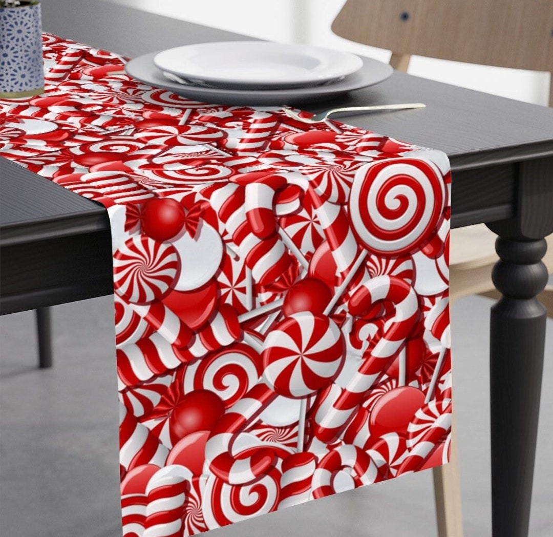 Candy Cane Table Runner - Red and White Christmas Peppermint Table ...