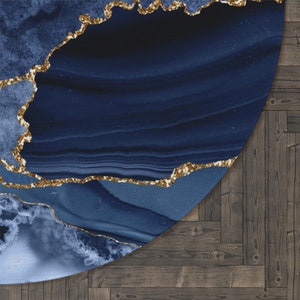 Round Blue Rug - Boho Geode Rug Round Dark Blue Marble Area Rug - Etsy