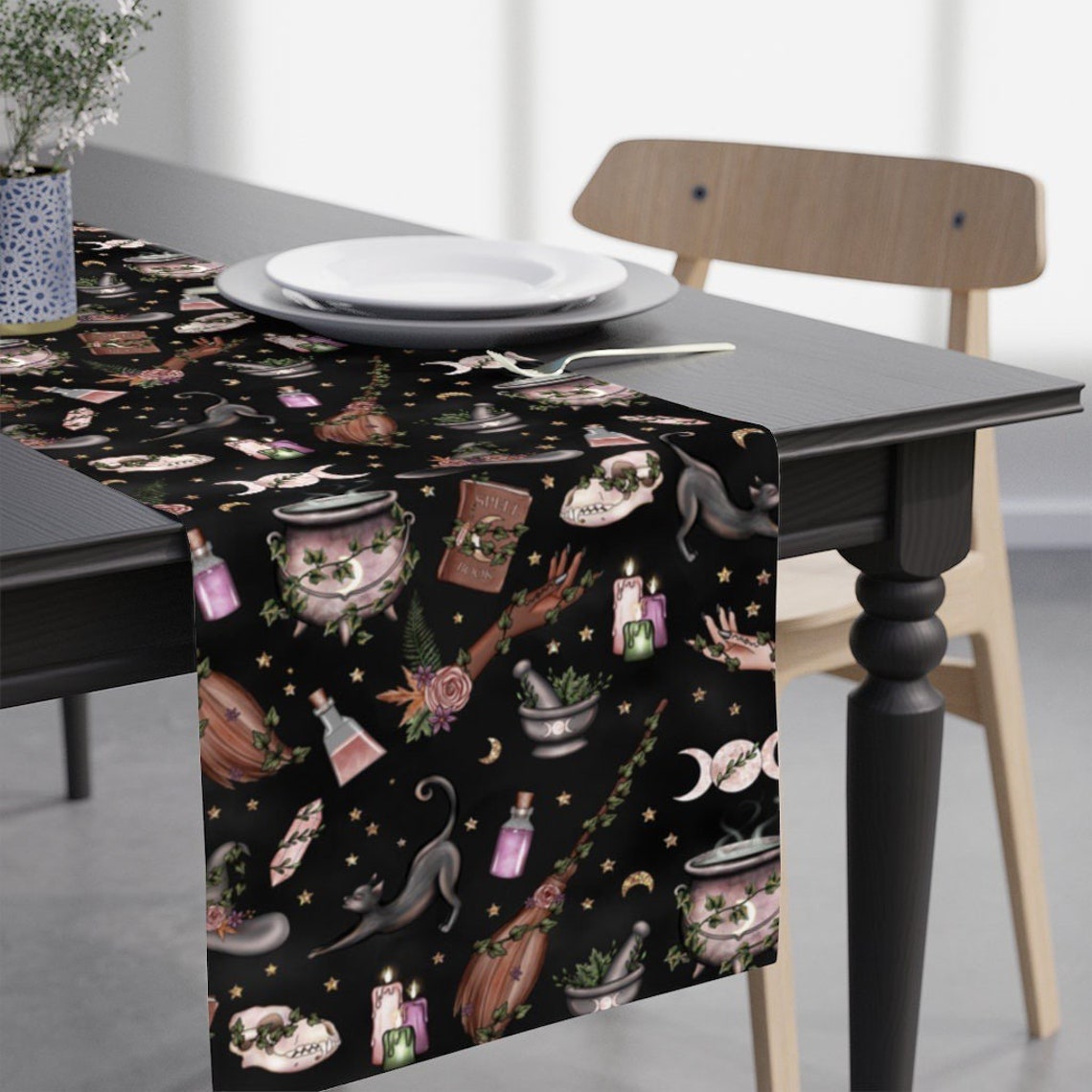 Witchcraft Table Runner - Dark Academia Decor, Halloween Table Runner ...