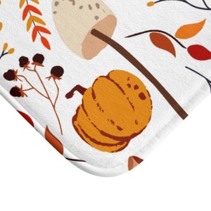 Contemporary Fall Bath Mat - Pumpkin Bathroom Decor, Boho Autumn Leaf ...