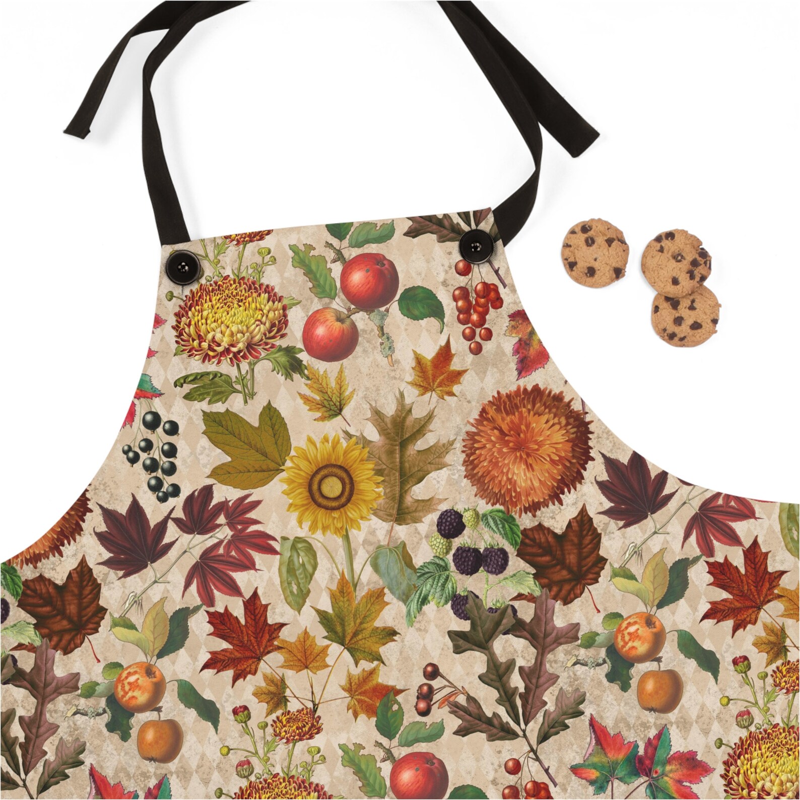 Thanksgiving Apron - Fall Harvest Vintage Botanical Autumn Leaf Kitchen ...