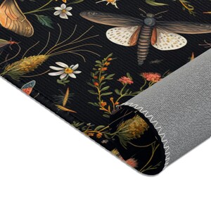 Black Botanical Rug - Moth Decor, Nature Rugs, Aesthetic Rug, Dark ...