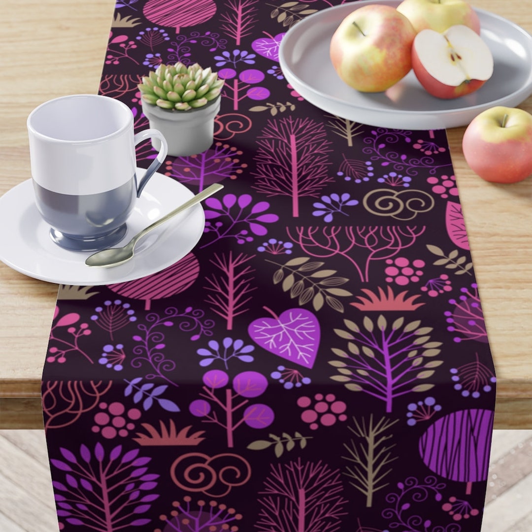 Dark Purple Table Runner - Boho Pretty Fall Tree Table Runner - Etsy