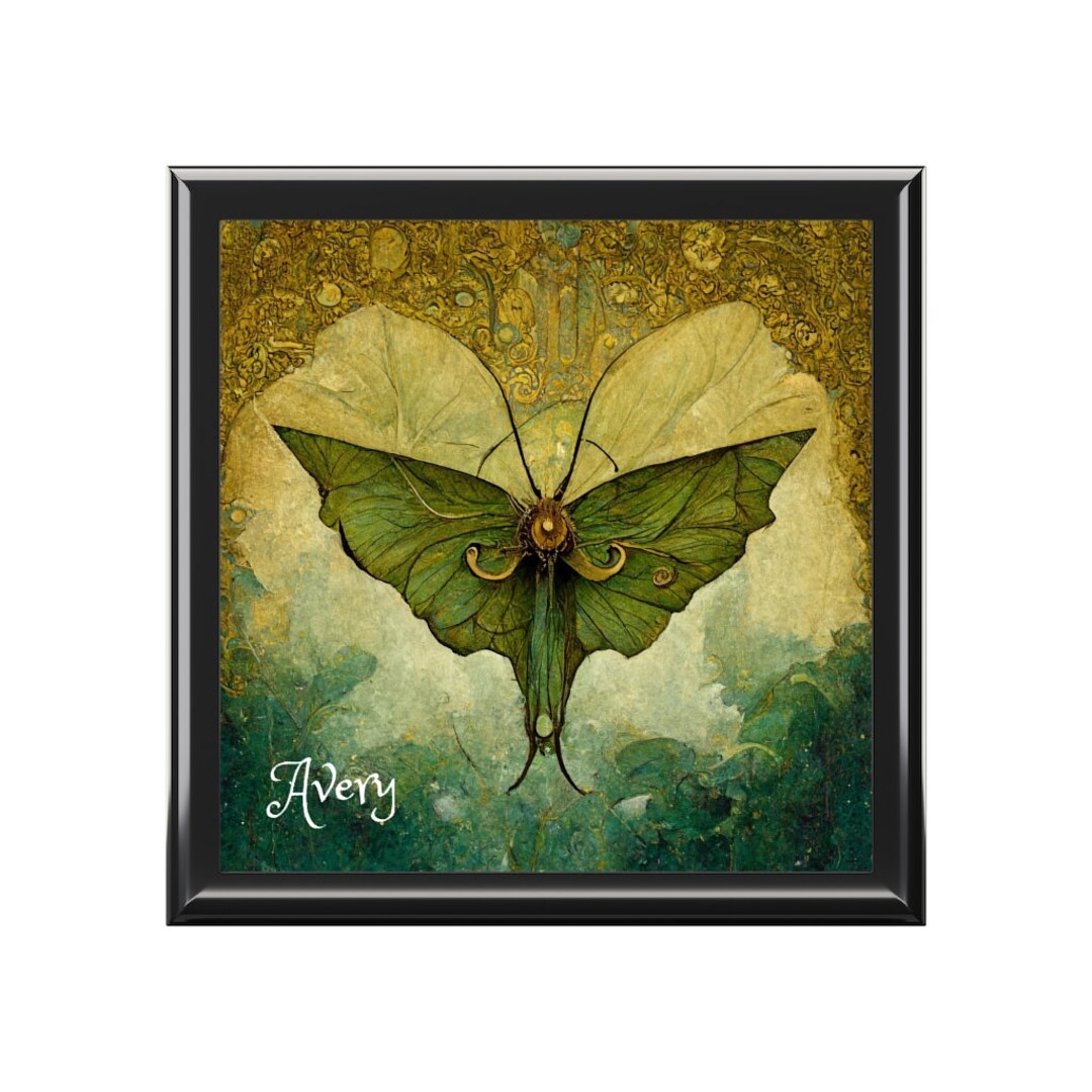 Luna Moth Jewelry Box - Custom Actias Luna Celestial Wood Jewelry Box ...