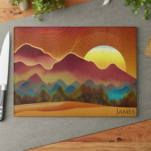 Desert Mountain Cutting Board Personalized - Southwestern Kitchen ...