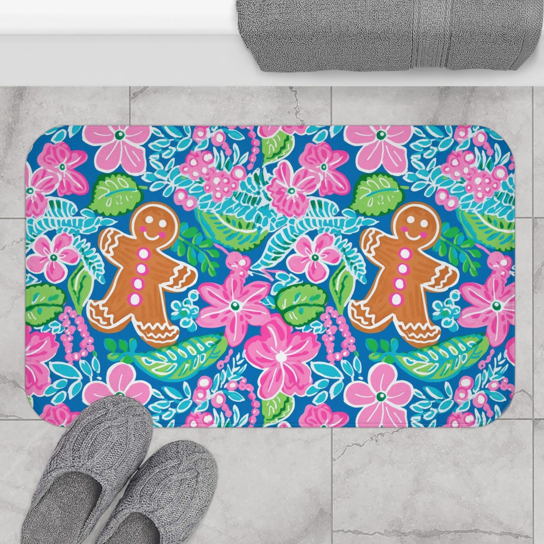 Tropical Pastel Gingerbread Man Bath Mat for Kids, Cute Pastel ...