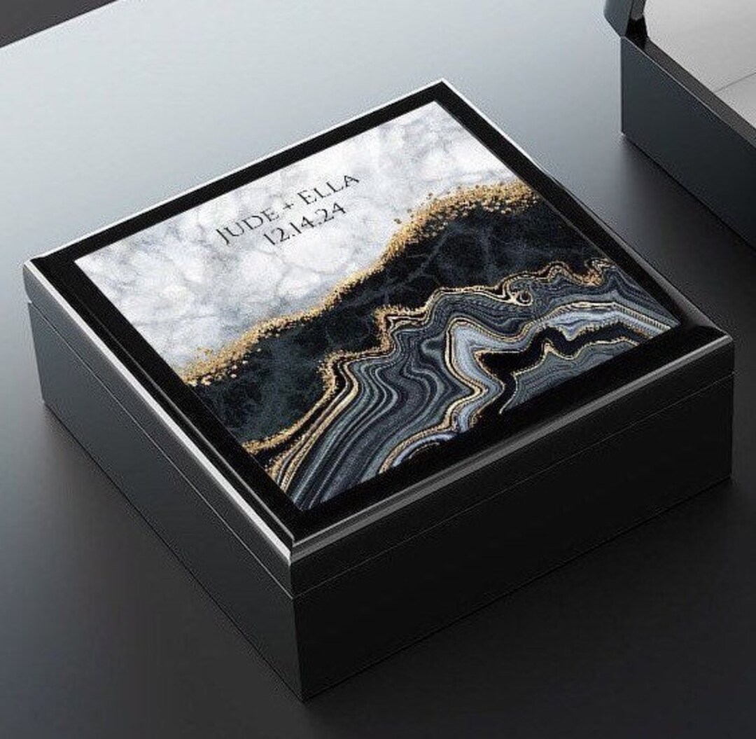 Couples Memory Box - Anniversary Gift, Personalized Wood, Marble, Black ...