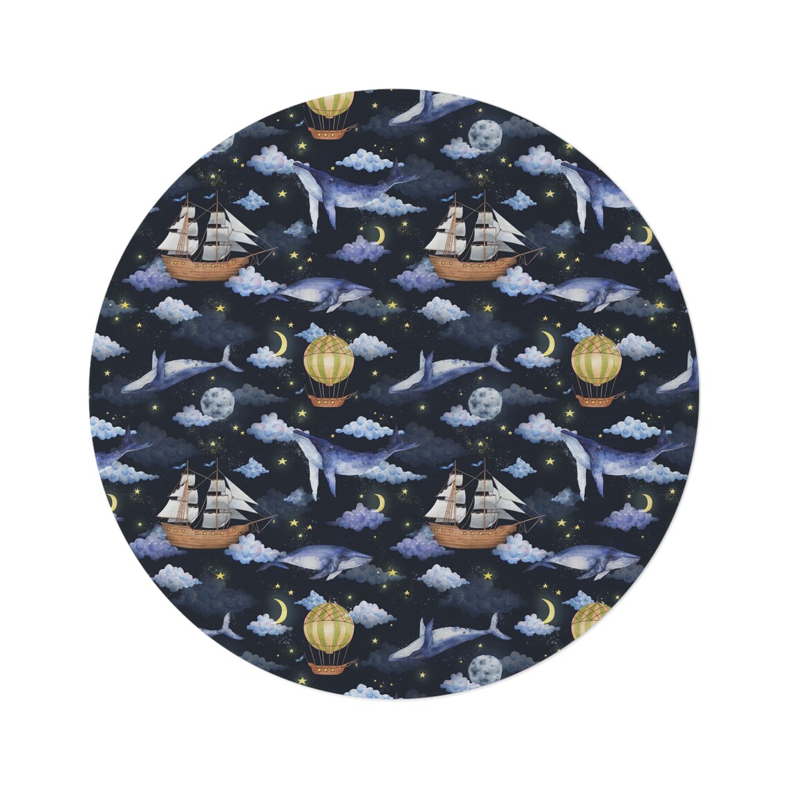 Nautical Round Rug Boat Pirate Ship Dark Nautical Nursery - Etsy