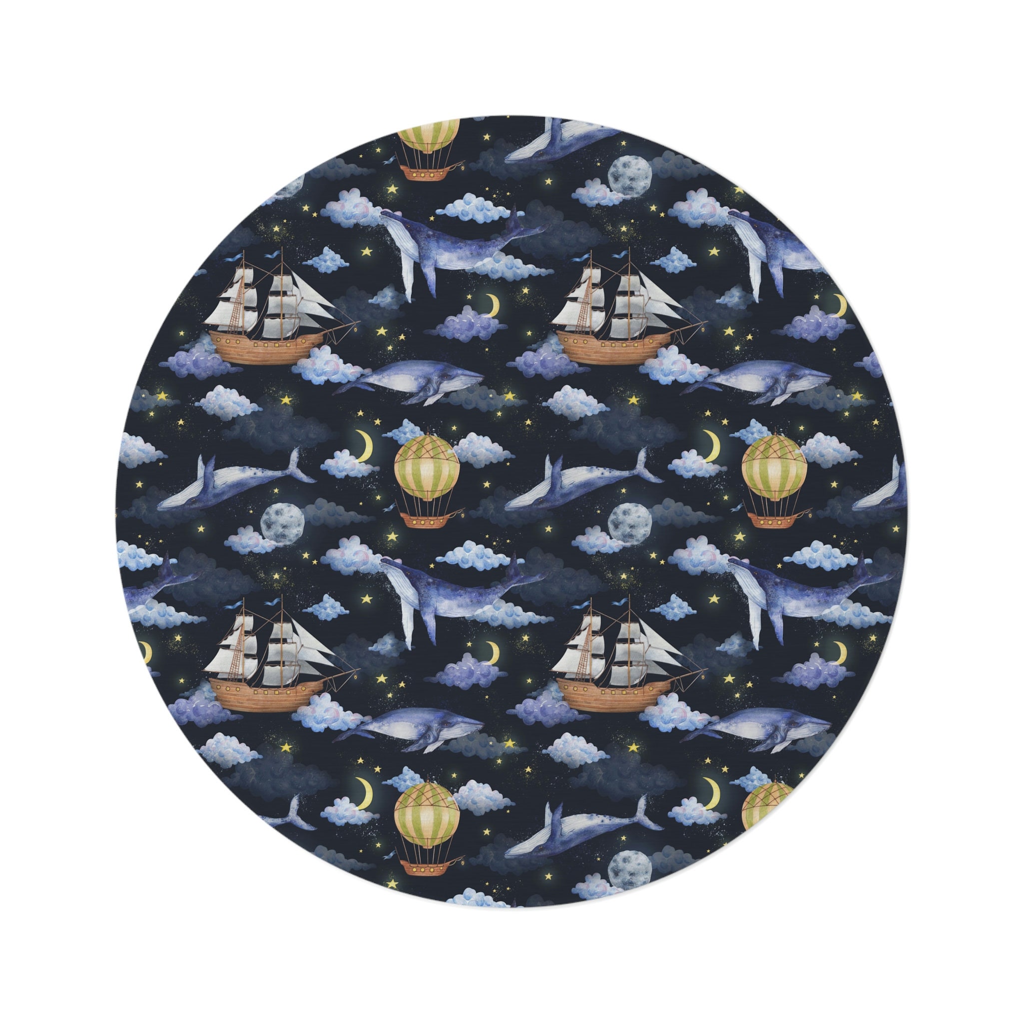 Nautical Round Rug Boat Pirate Ship Dark Nautical Nursery - Etsy