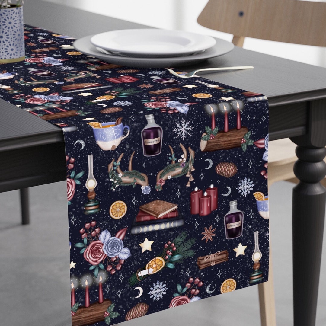 Winter Table Runner - Winter Solstice Dark Blue Christmas Table Runners ...