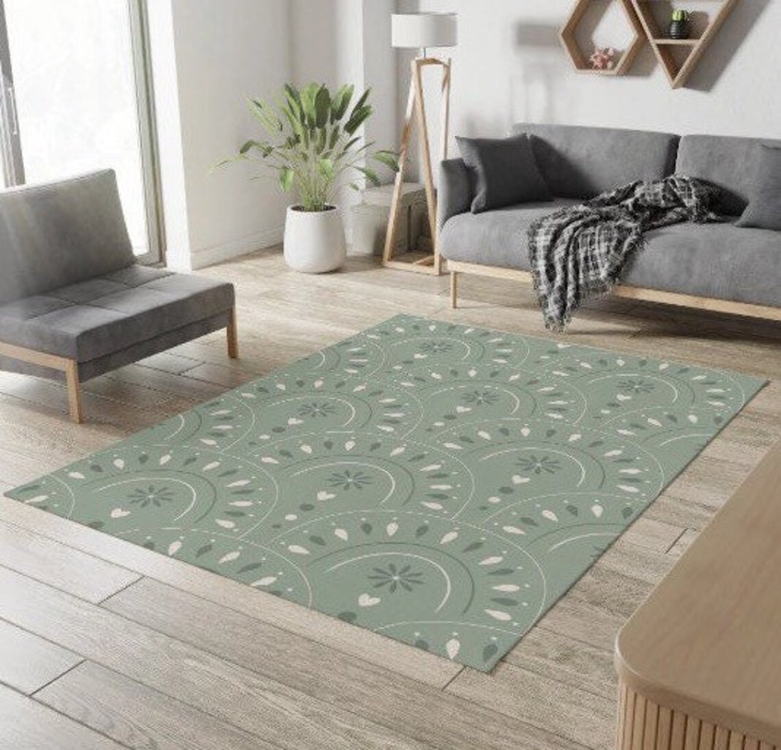 Sage Green Area Rug Boho Rainbow Rug Minimalist Green Rug - Etsy