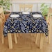 Navy Blue Celestial Tablecloth Boho Mystical Moon and Stars Floral Leaf ...