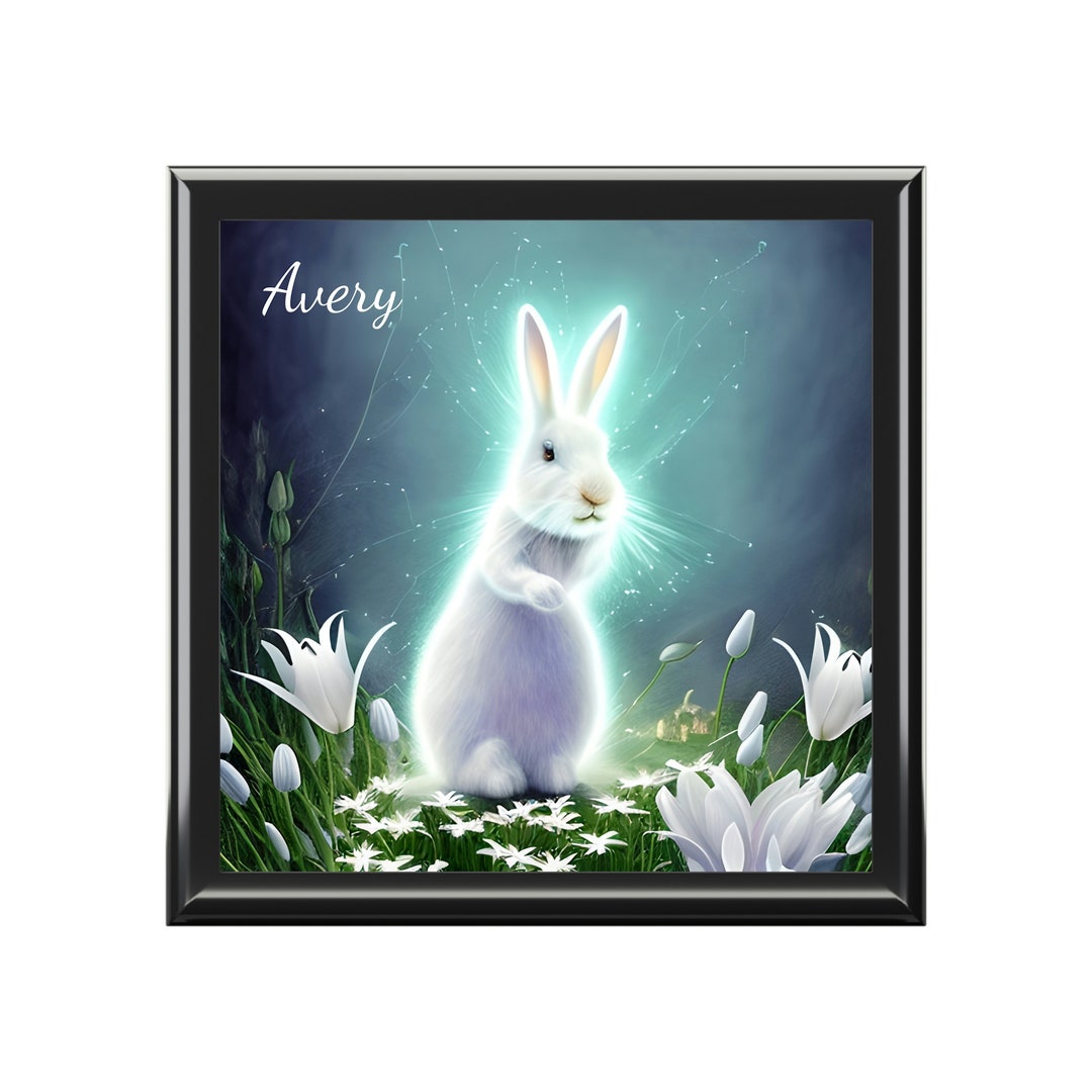 Wooden Rabbit Box Custom - Spirit Animal Lunar Rabbit Lily Flower Year ...