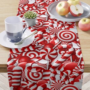 Candy Cane Table Runner - Red and White Christmas Peppermint Table ...