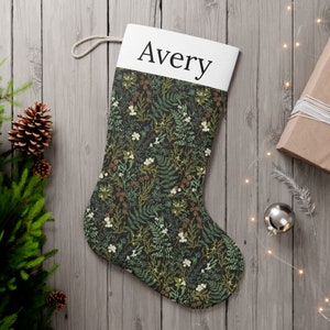 Custom Green Woodland Stocking, Forest Christmas Decor, Vintage ...