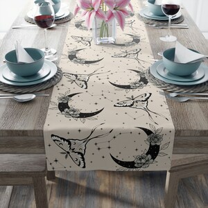Luna Moth Celestial Table Runner - Witchy Moon Moth Constellations Moon ...