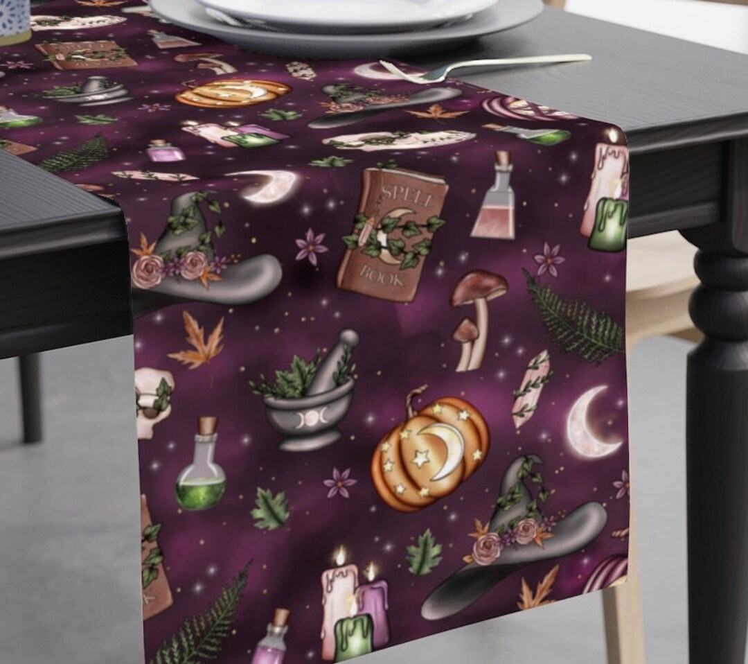 Forest Witch Table Runner - Witchy Moons Halloween Cottage Witch Decor ...