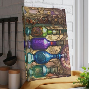 Glass Potion Bottle Cutting Board - Witchcraft Apothecary Herb Chopping ...