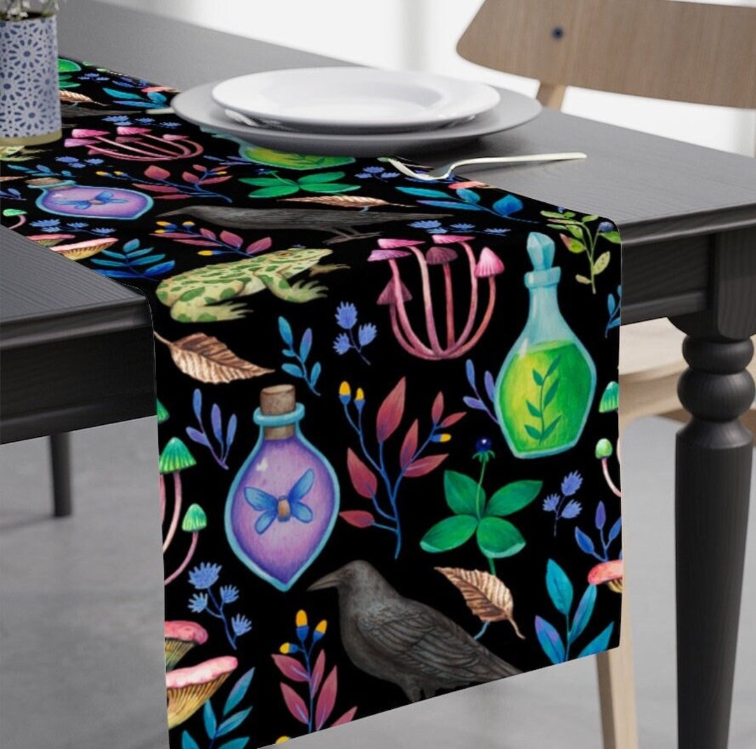 Dark Magic Potion Table Runner - Witch Forest Table Runner, Frogs ...