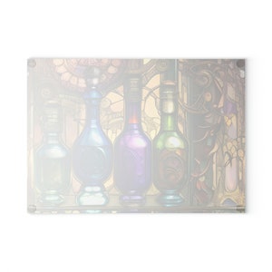 Glass Potion Bottle Cutting Board - Witchcraft Apothecary Herb Chopping ...