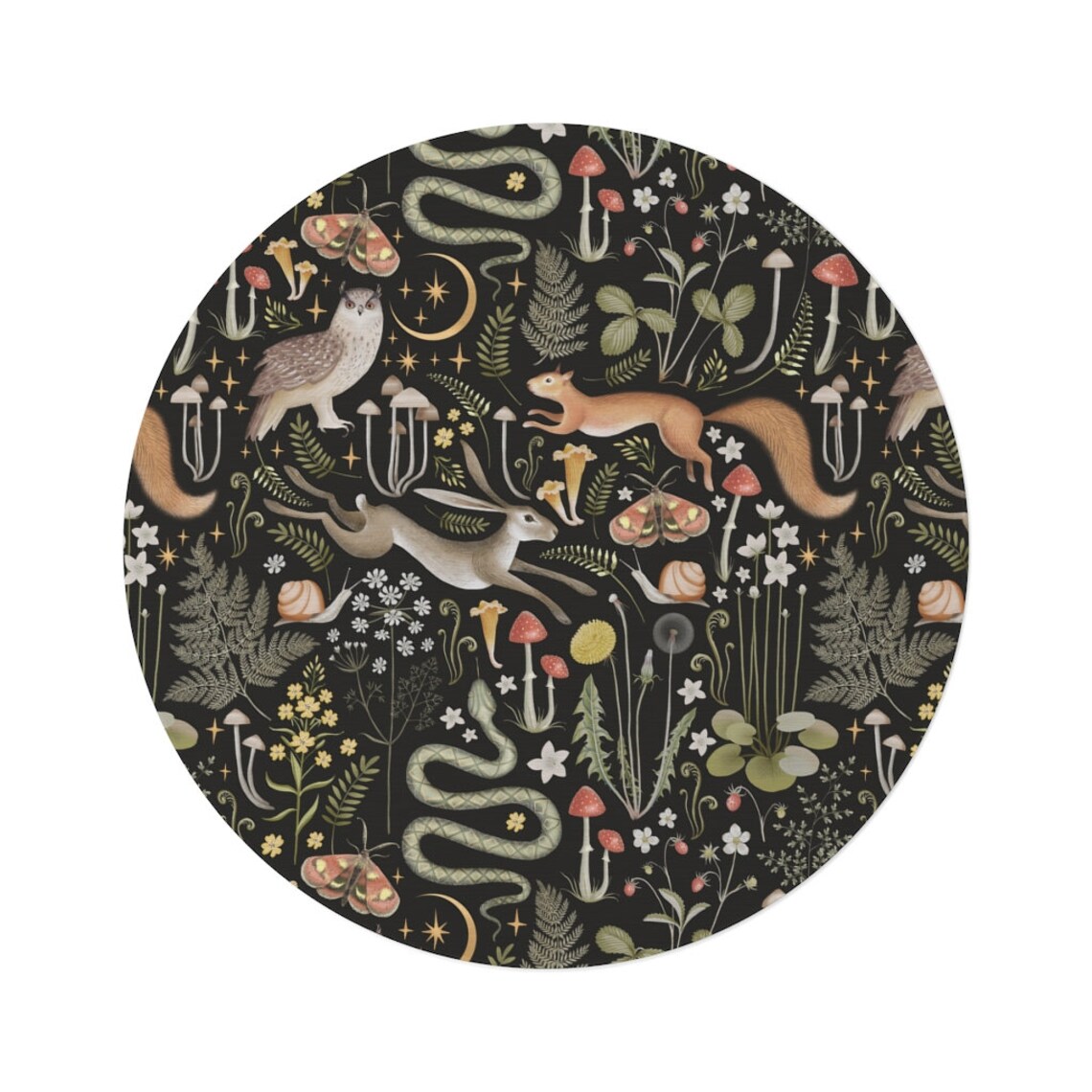 Woodland Animal Rug Round - Small Round Rug Forest Animal Nursery Rug ...