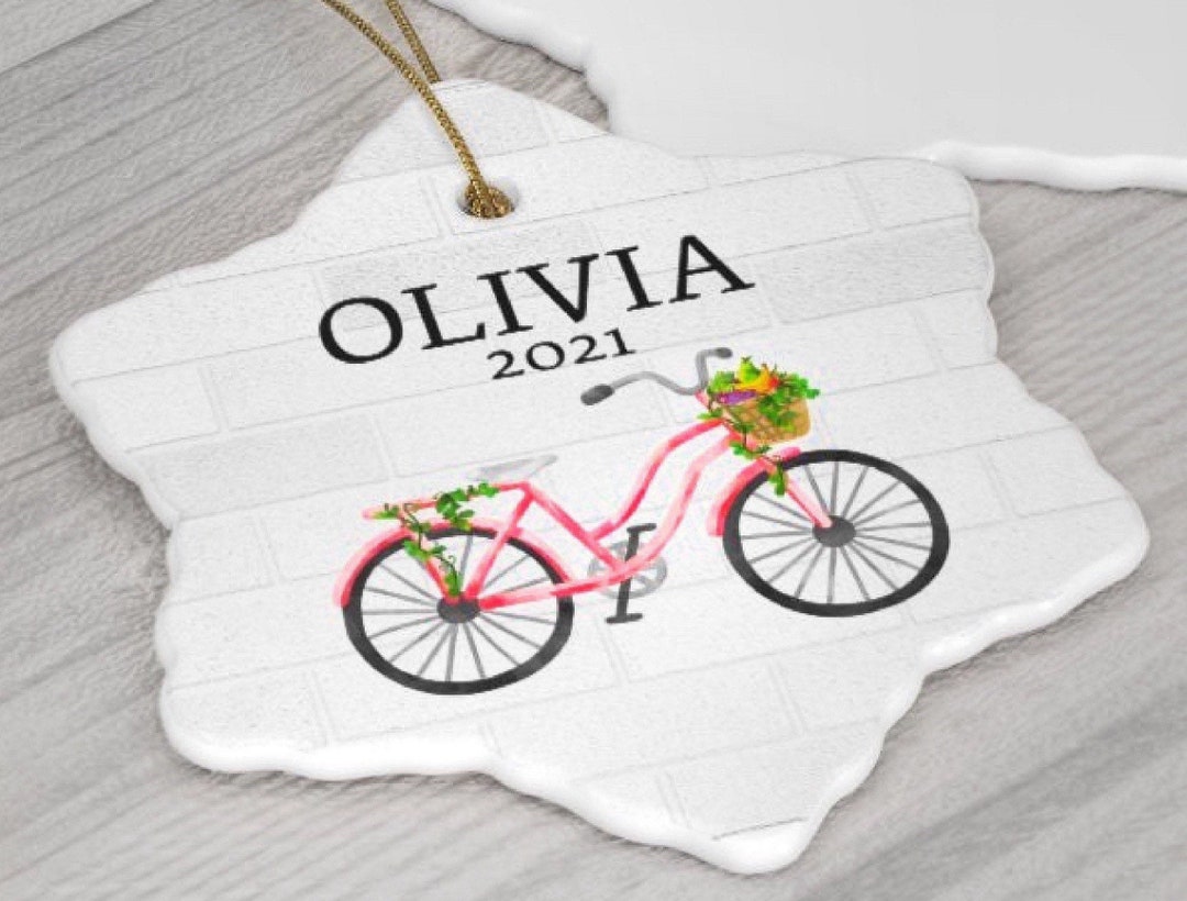 Custom Girls Ornament - Personalized Bike Ornament, Young Girl Keepsake ...