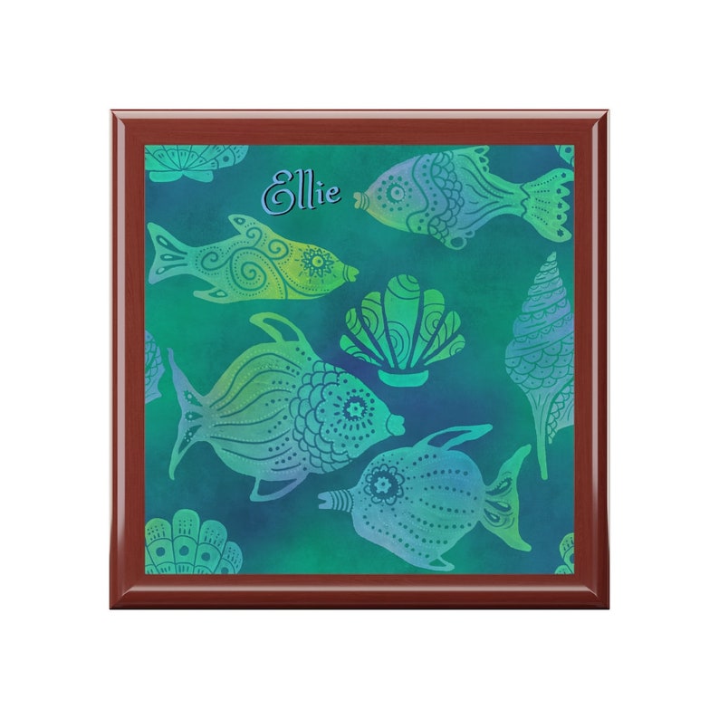 Sea Fish Jewelry Box Green Blue Ocean Fish Jewelry - Etsy