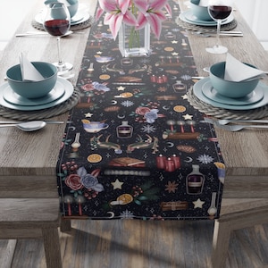 Winter Table Runner - Winter Solstice Dark Blue Christmas Table Runners ...