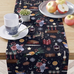 Winter Table Runner - Winter Solstice Dark Blue Christmas Table Runners ...