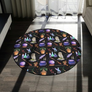 Wizard Rug - Round Rug Magic Witchcraft Area Rug Round - Etsy