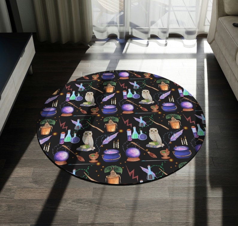 Wizard Rug Round Rug Magic Witchcraft Area Rug Round - Etsy