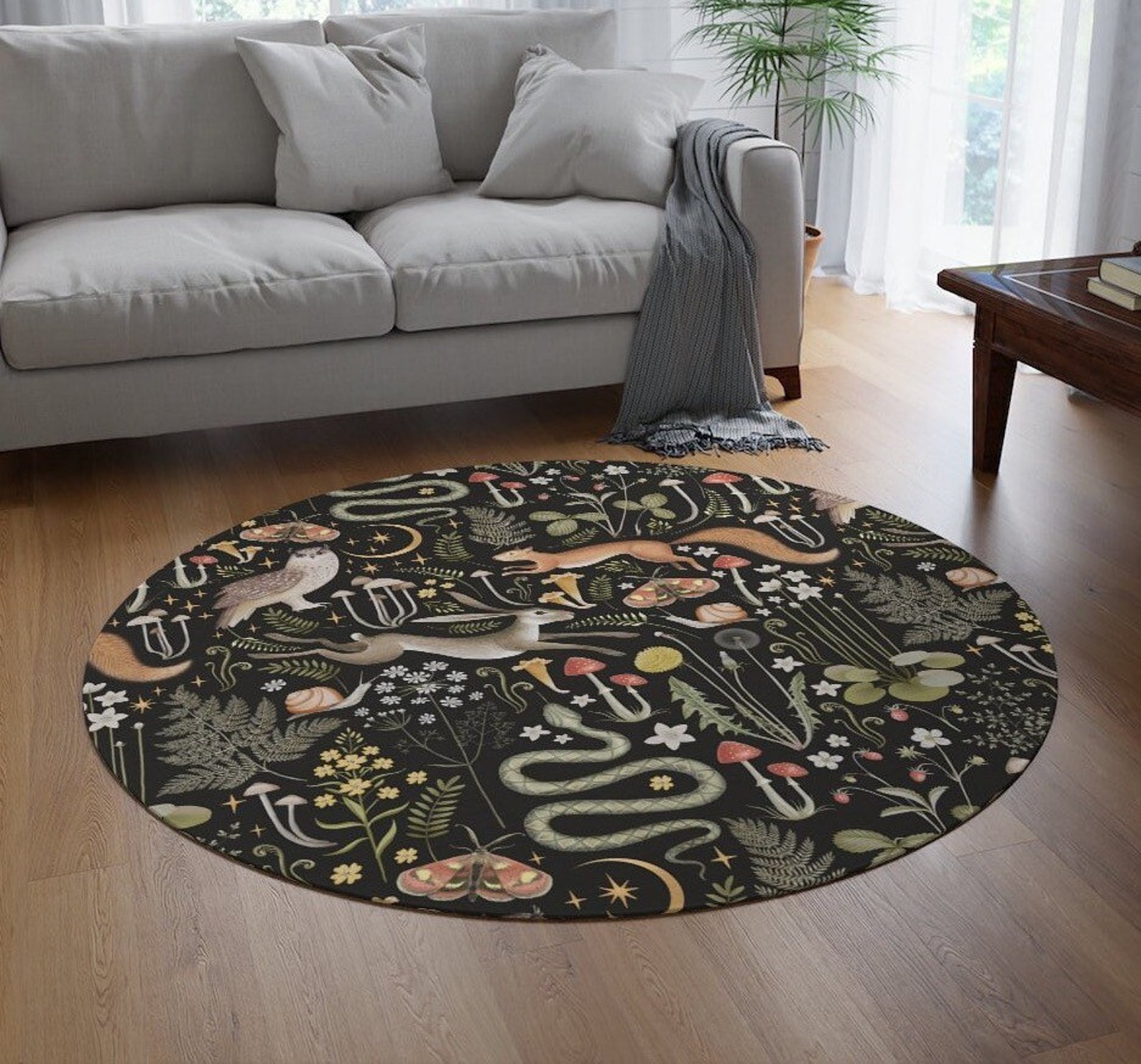 Woodland Animal Rug Round - Small Round Rug Forest Animal Nursery Rug ...