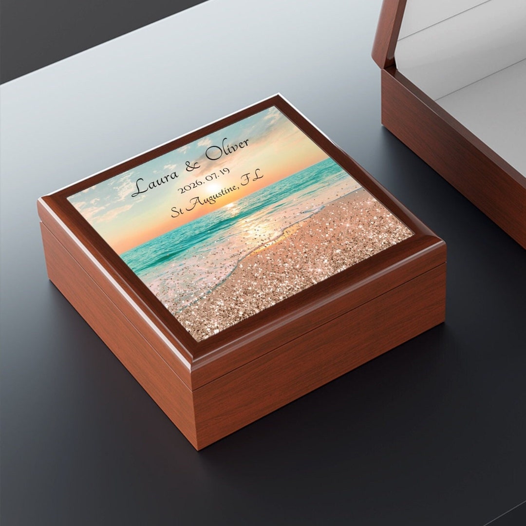 Personlized Gift Beach Memory Box - Ocean Keepsake Box Sunset Beach ...
