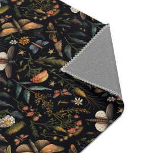 Black Botanical Rug - Moth Decor, Nature Rugs, Aesthetic Rug, Dark ...