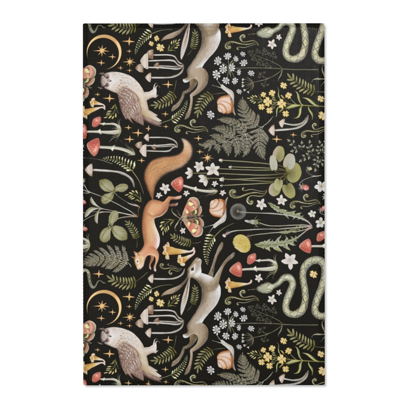 Woodland Animal Area Rug Dark Forest Living Room Decor, Woodland Rug ...