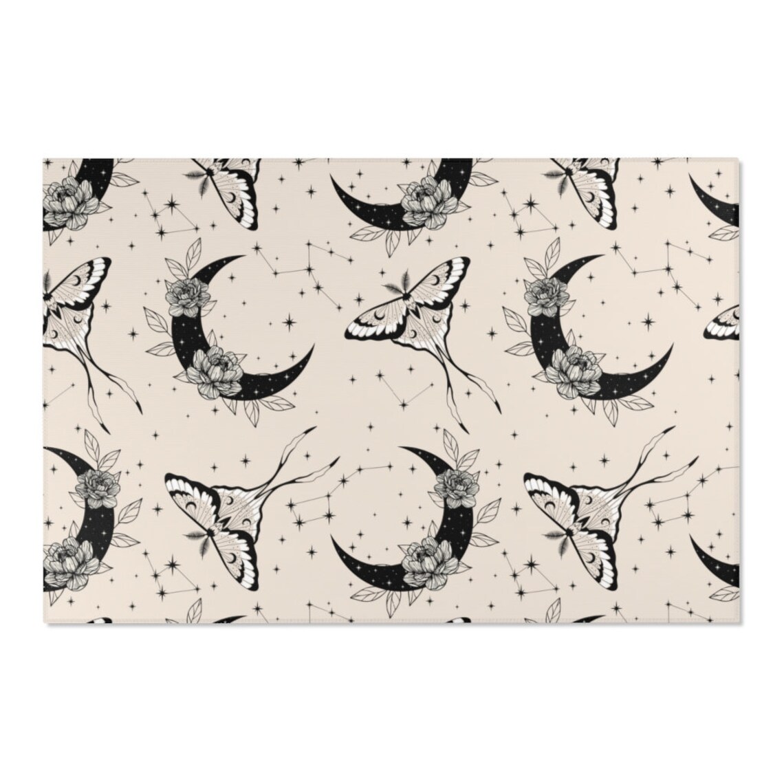 Luna Moth Rug Neutral Area Rug Beige Celestial Rug Witchy - Etsy