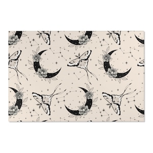 Luna Moth Rug - Neutral Area Rug Beige, Celestial Rug, Witchy Living ...