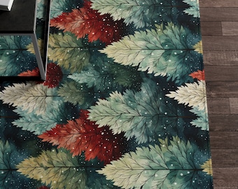 Green Trees Area Rug Pine Trees Green and White Area Rug - Etsy