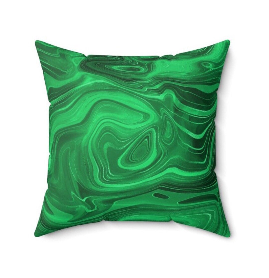 Marble Emerald Green Pillow - Dark Green Geode Art Abstract Throw ...