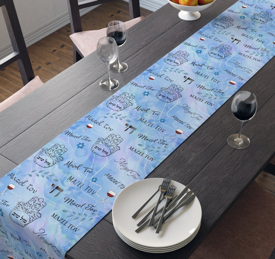 Jewish Table Runner - Mazel Tov Decor Hebrew Gift Jewish Wedding Table ...