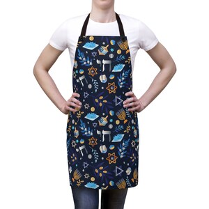 Blue Hanukkah Apron - Jewish Apron, Womens Hanukkah Gift Kitchen Apron ...