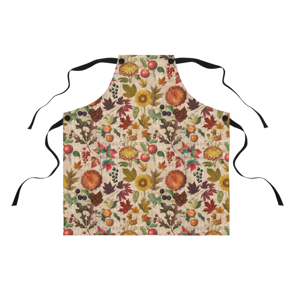 Thanksgiving Apron - Fall Harvest Vintage Botanical Autumn Leaf Kitchen ...
