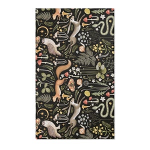 Woodland Animal Area Rug - Dark Forest Living Room Decor, Woodland Rug ...