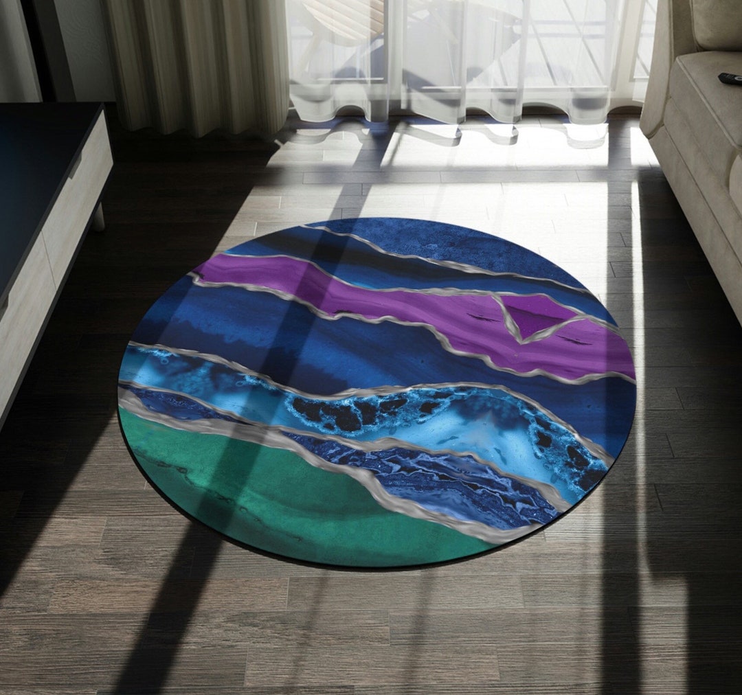 Round Rug - Chakra Rug, Agate, Geode Decor, Dark Magic, Witchy, Green ...